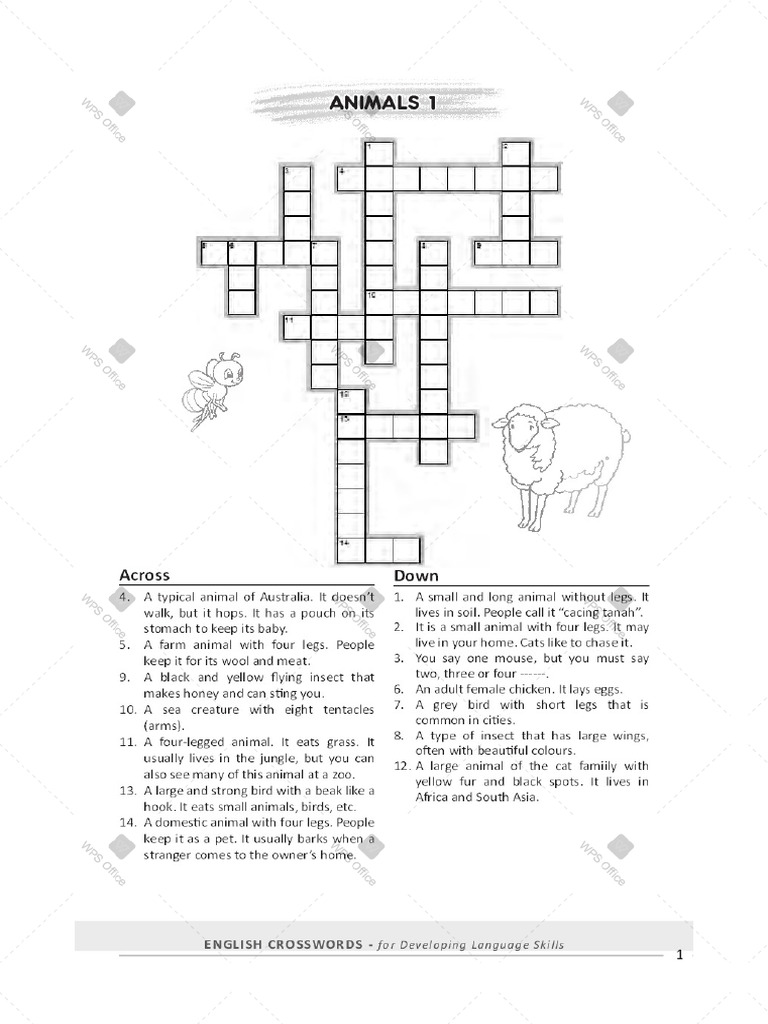 Crosswords Animal Puzzle | PDF