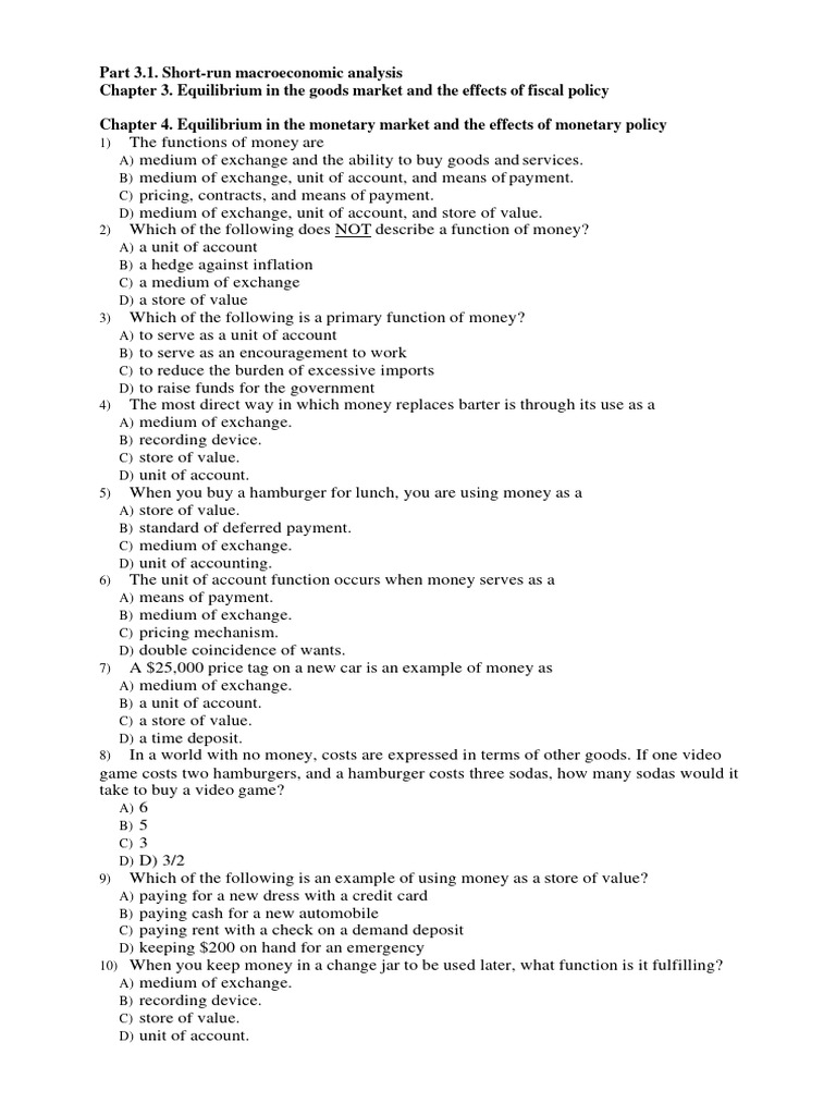 Problem Set 4 | PDF | Money Supply | Money