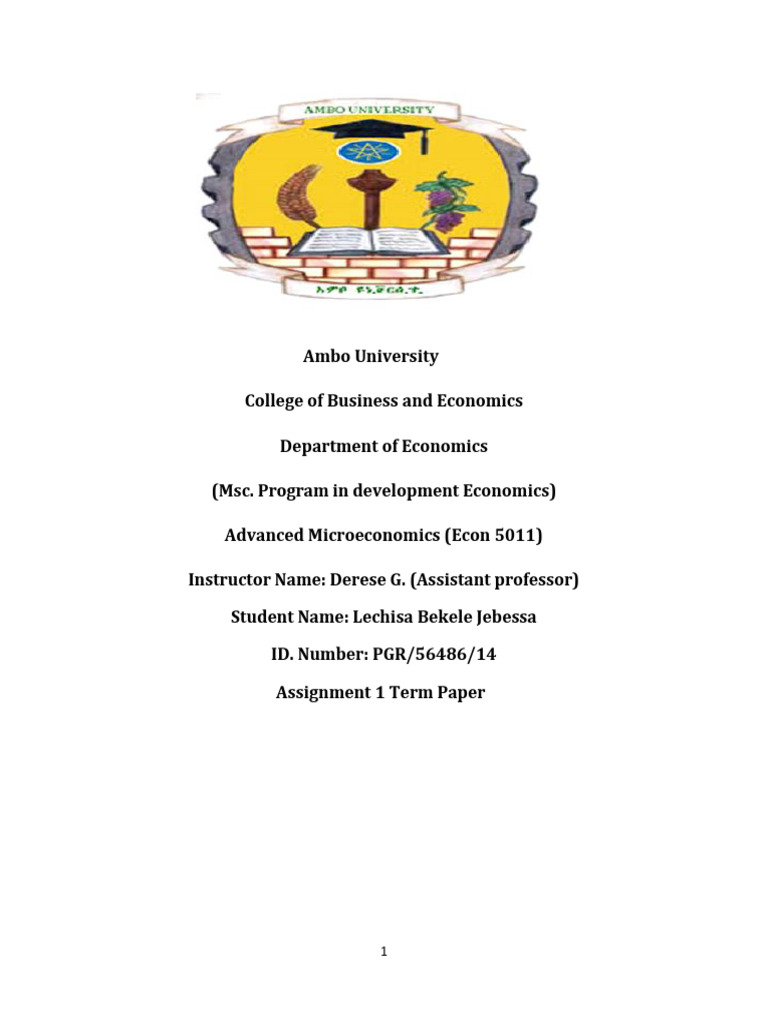 Advanced Microeconomics Assignment 1 Pdf Adverse Selection Moral