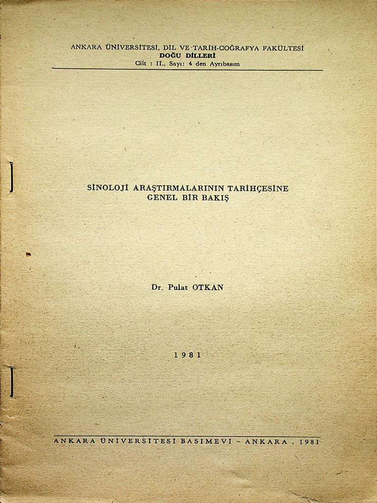 Sinoloji Arastirmalarinin Tarihcesine Genel Bir Bakis | PDF Sinoloji Arastirmalarinin Tarihcesine Genel Bir Bakis | PDF