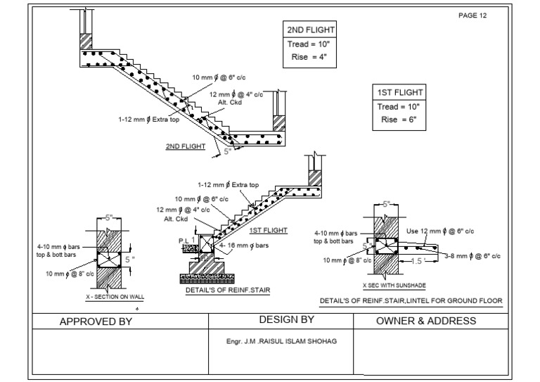 Staircase Reinforcement Details PDF | PDF | Stairs | Components
