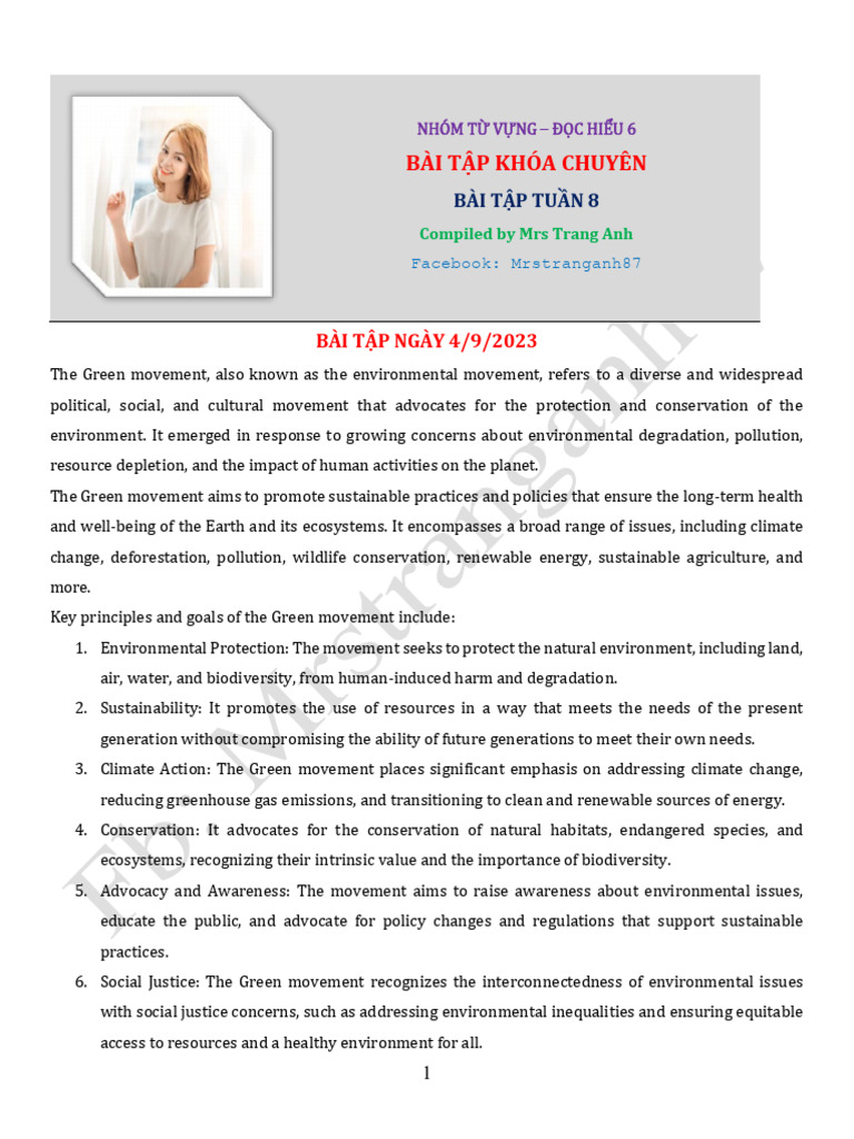 (DH6) Bai Tap Tuan 8 Khoa Chuyen | PDF | Sustainability | Environmentalism