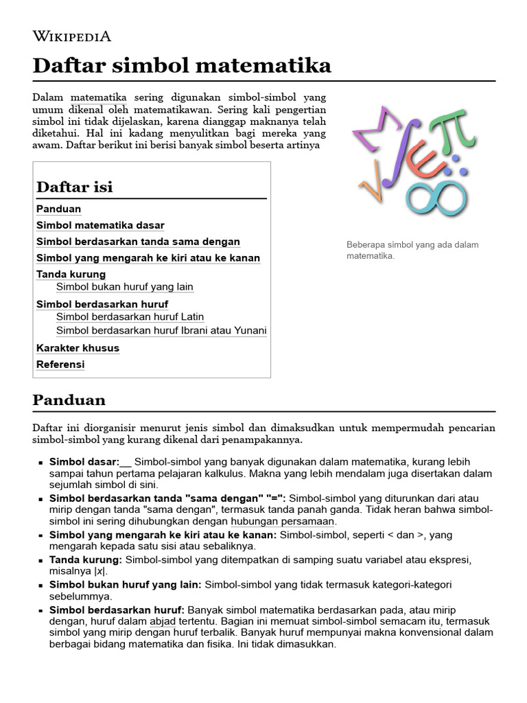 Daftar Simbol Matematika - Wikipedia Bahasa Indonesia, Ensiklopedia ...
