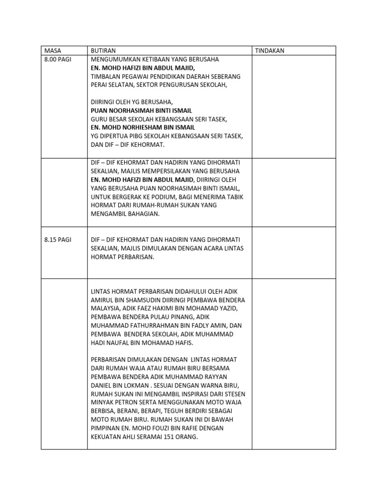 Teks MC Kejohanan Sukan 2022 | PDF