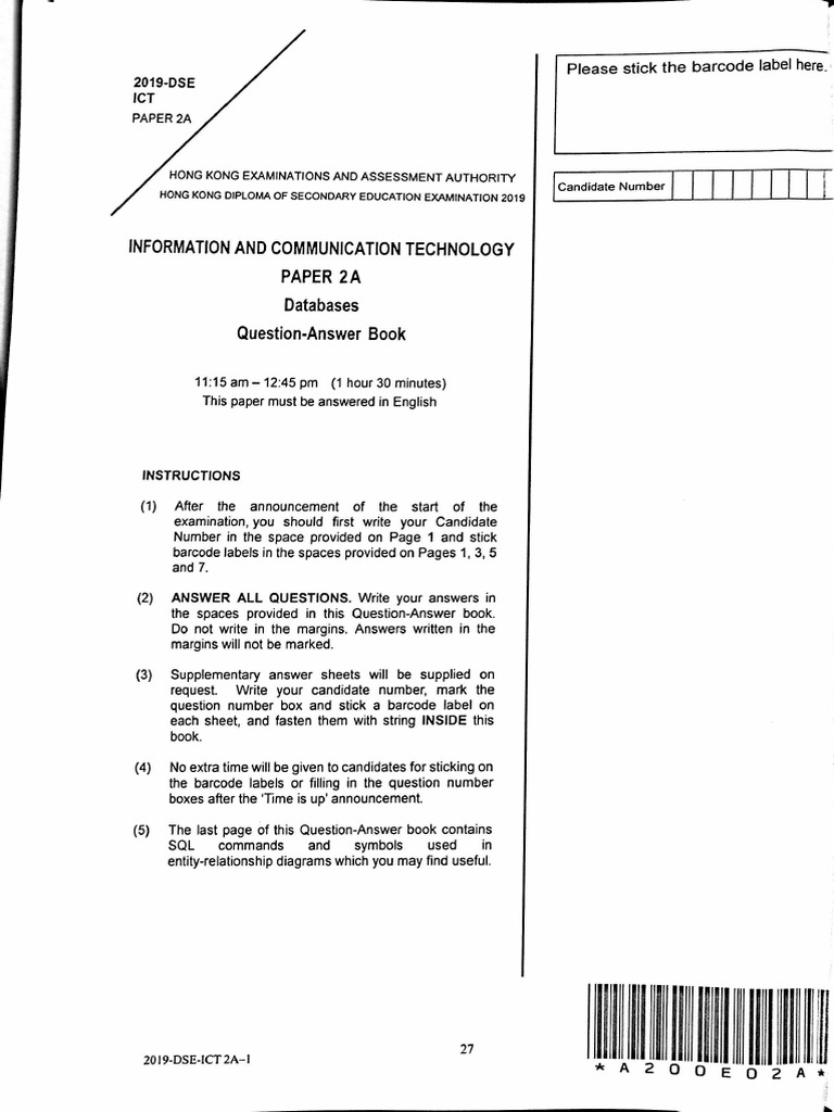 2019 Dse Ict 2a e | PDF | Databases | Software Engineering