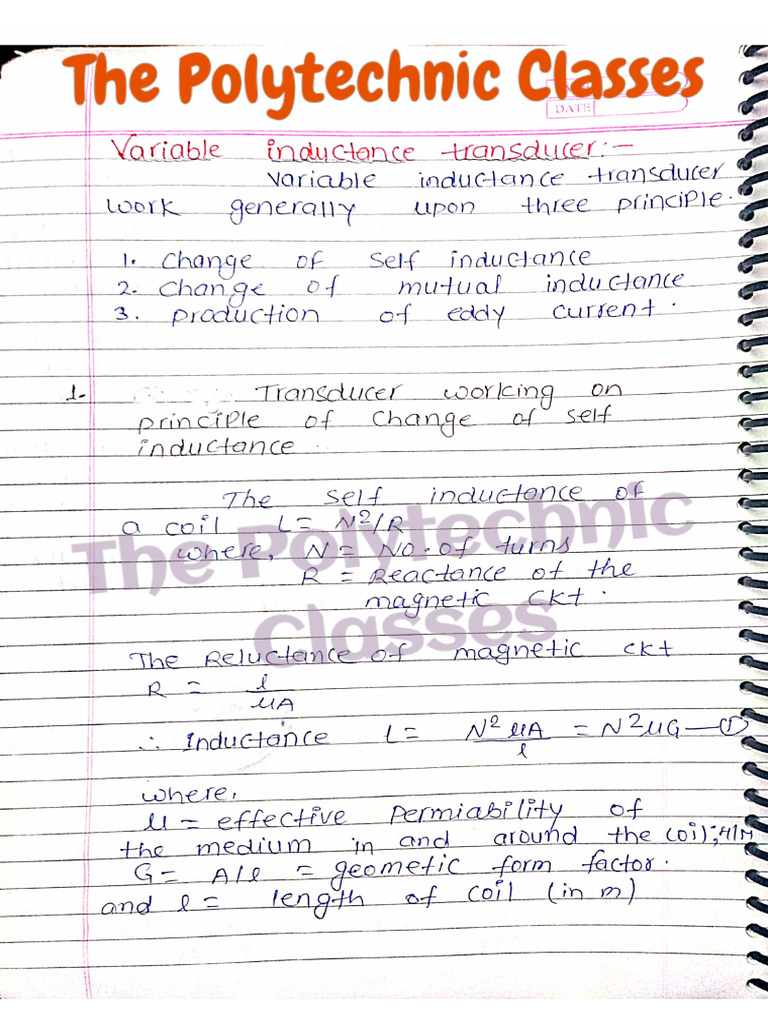 Variable Inductance Transducer 5th Sem Measurement 2 Pdf