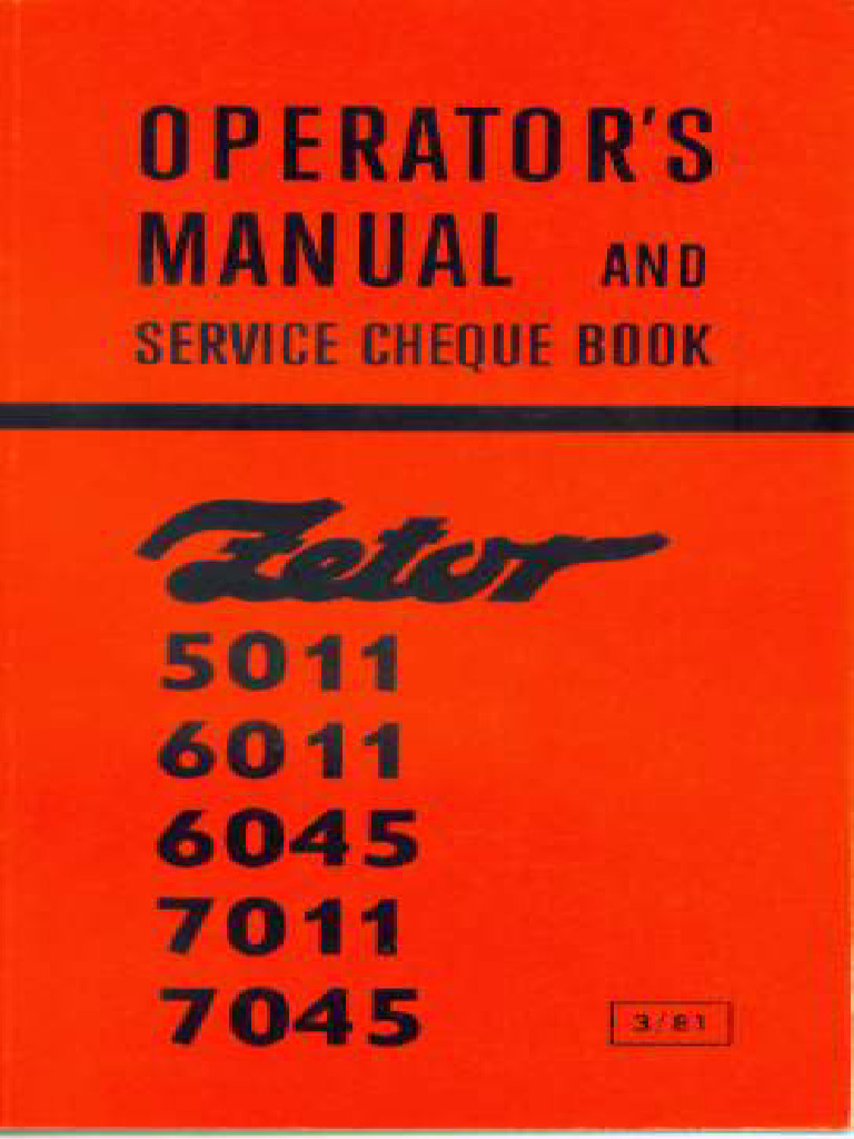 Zetor 5011 7045 Operator Manual | PDF