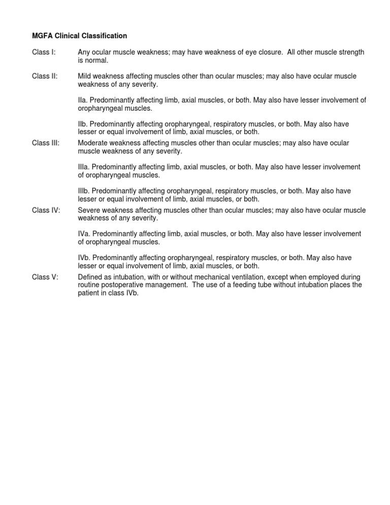 MGFA Classification | PDF