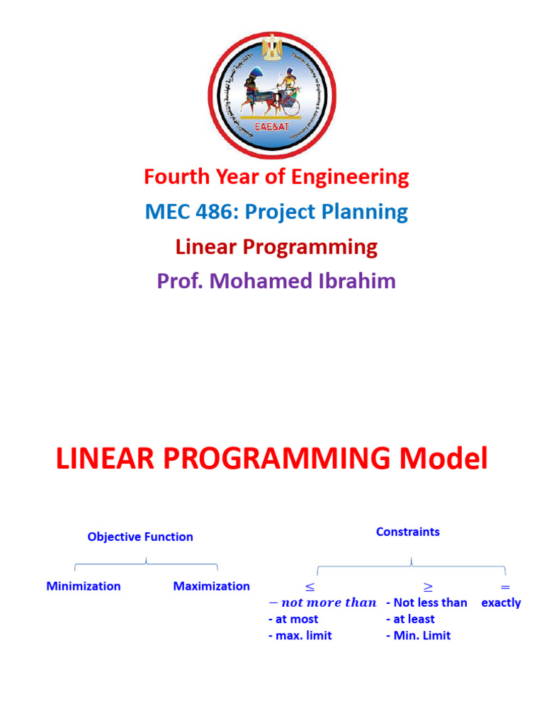 Lecture 8 Linear Programming Pdf Linear Programming Mathematical Optimization 1163