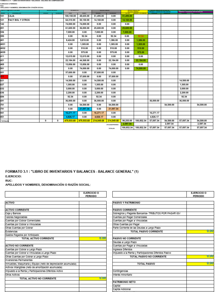 FORMATOS DE LOS EEFF - VA y VB-2023 | PDF | Dividendo | Valor neto