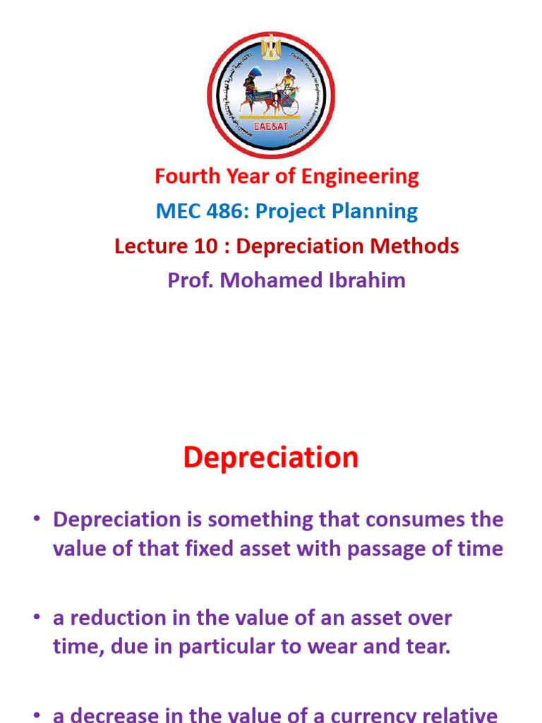 Lecture 10 Depreciation Methods Pdf Depreciation Investing
