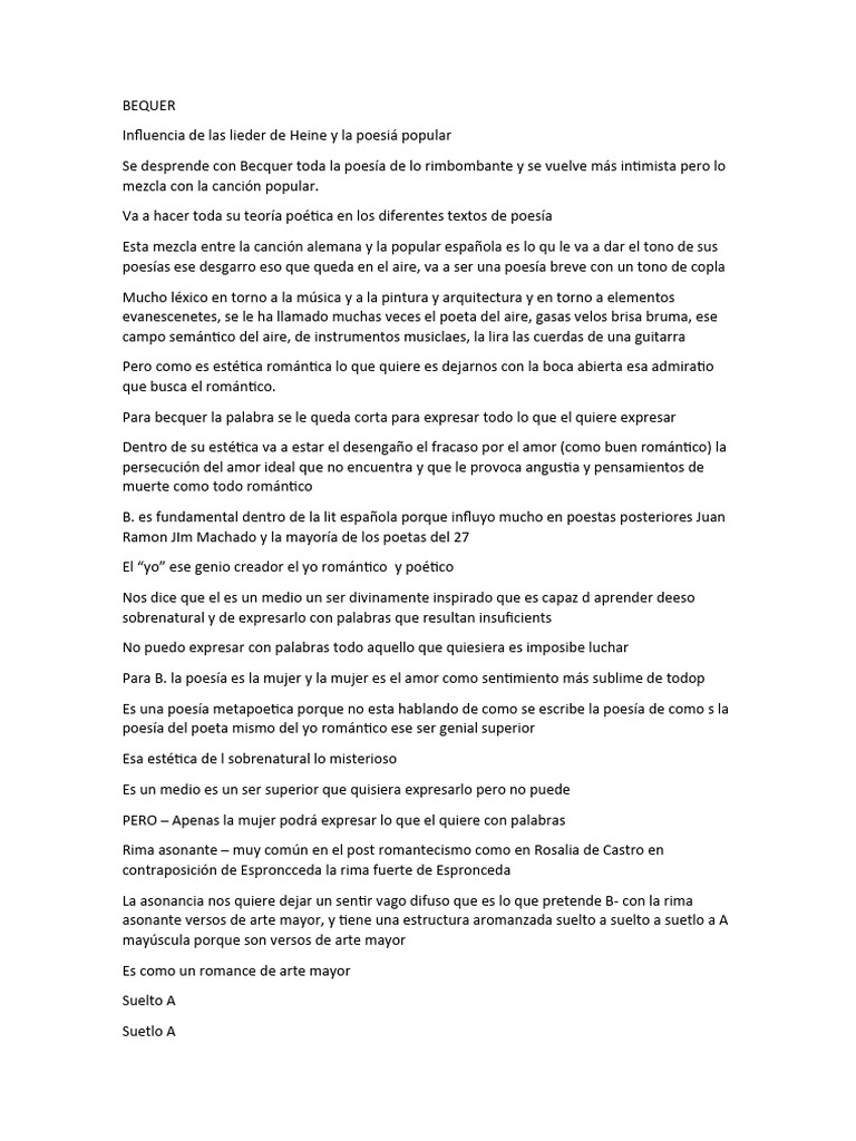 Trabajo Sobre La Poesía de Becquer | PDF | Poesía | Romanticismo