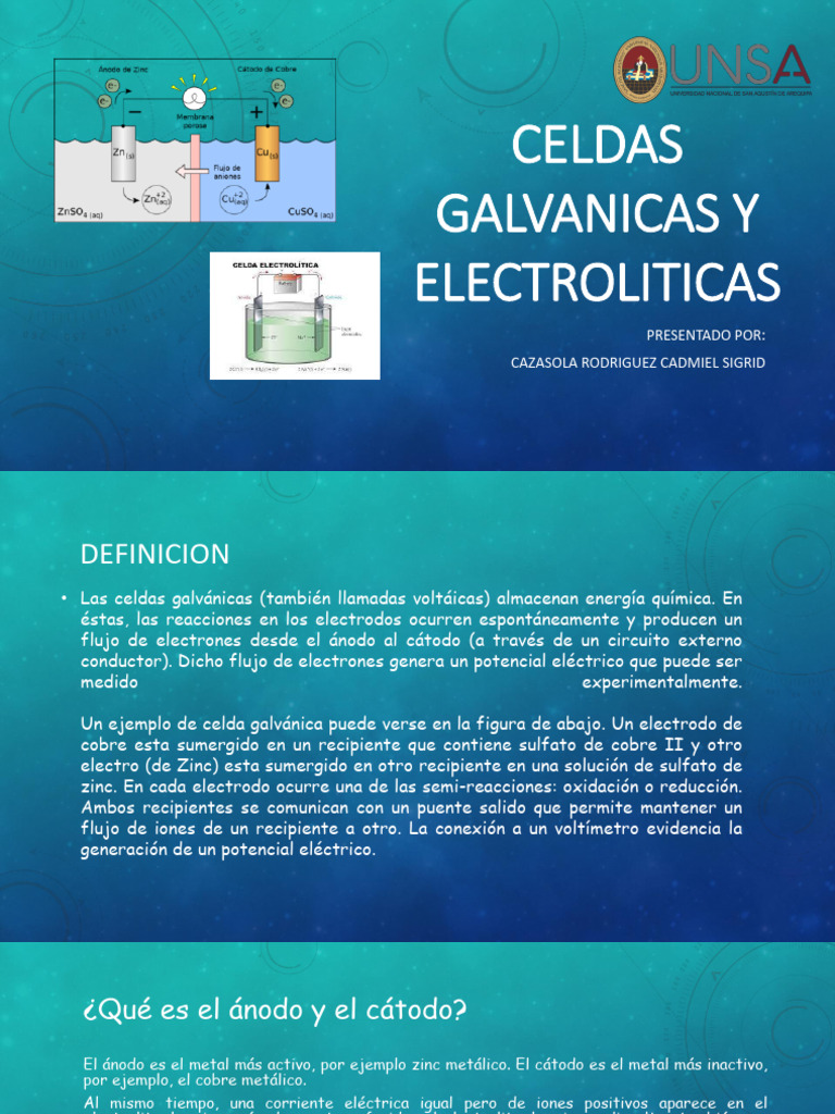 Celdas Galvanicas y Electroliticas | PDF | Electrodo | Ánodo