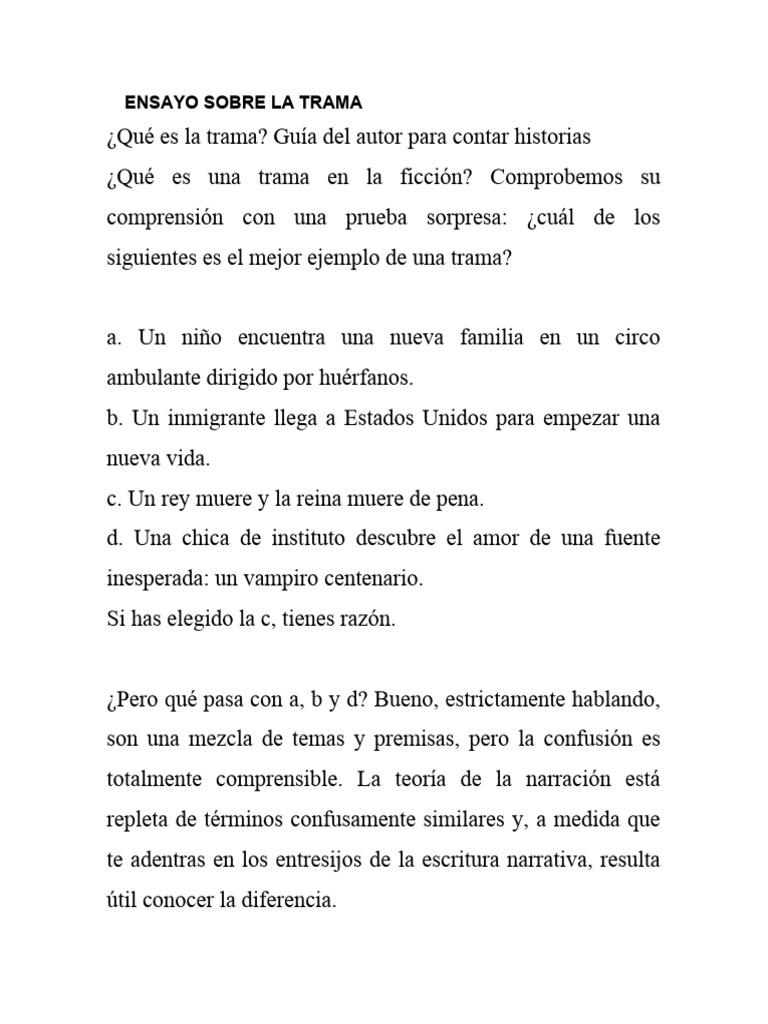 Definición y Estructura de la Trama | PDF | Trama (narrativa) | Narración