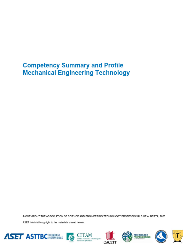 Competency Summary - Mechanical Engineering Technology Revised ...