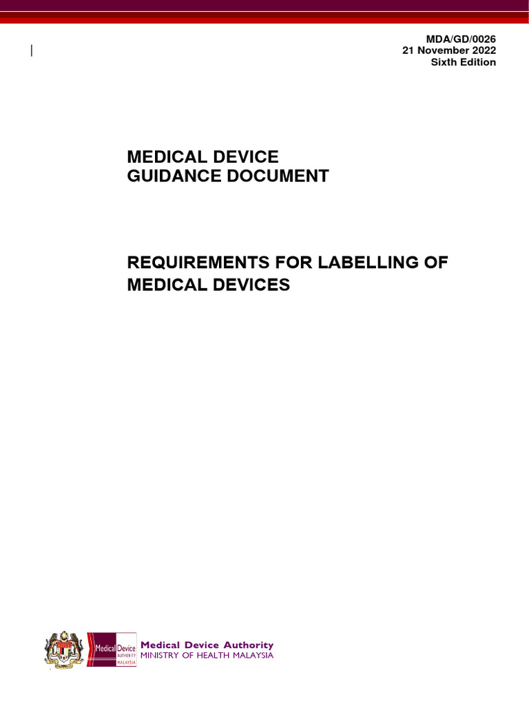 Requirements For Labelling of Medical Devices Mda | PDF | Medical ...