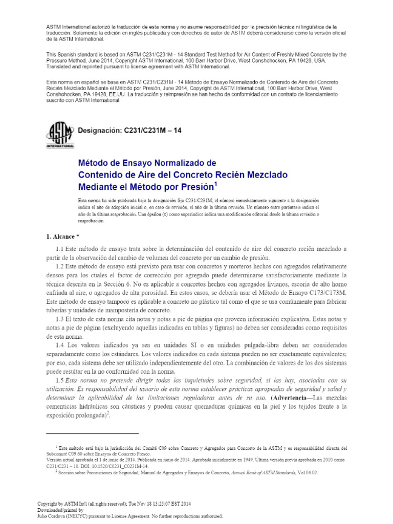 ASTM C231-14 | PDF