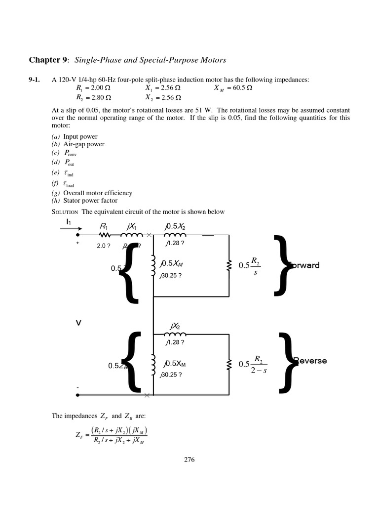 Single-Phase Motor Analysis and Calculations | PDF | Electric Motor ...