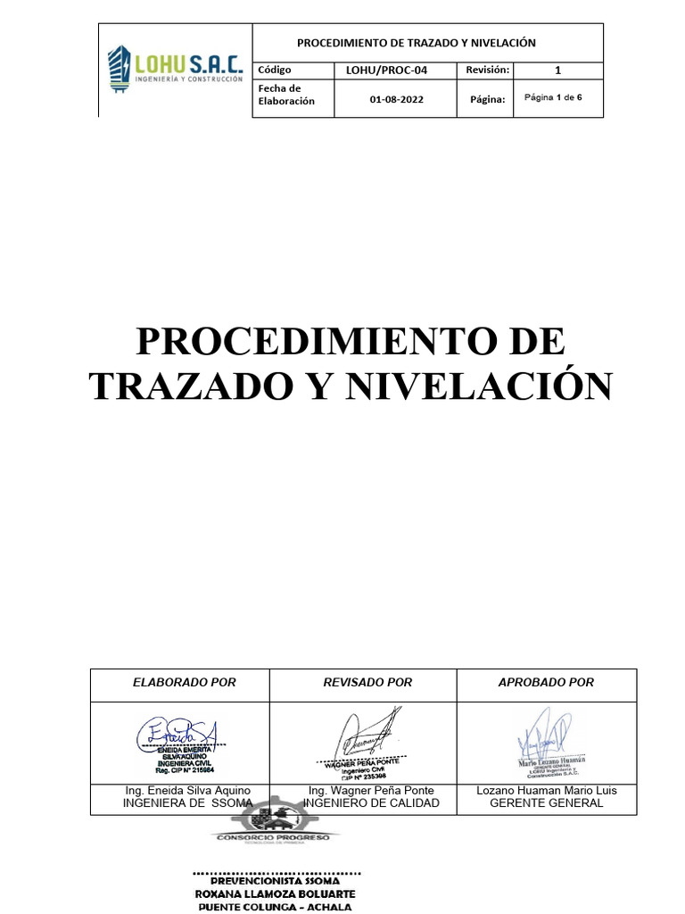 Procedimiento De Nivelación Pdf Topografía Geodesia