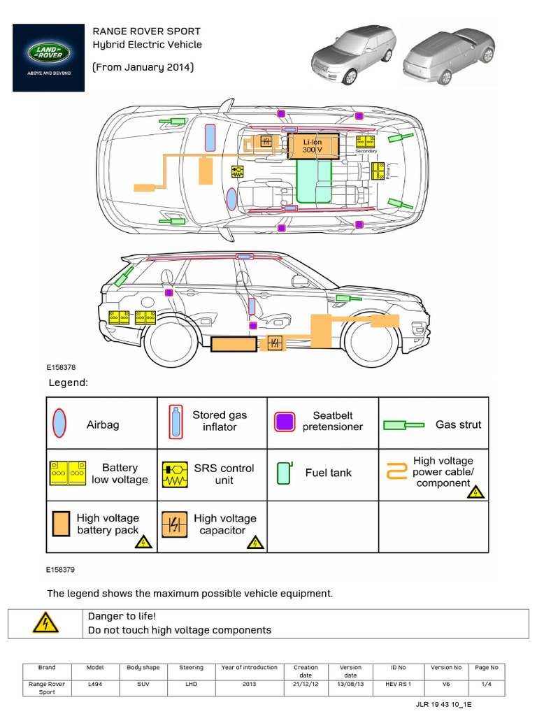 RANGE ROVER SPORT Hybrid Electric Vehicle Rescue Sheet (LHD) | PDF ...