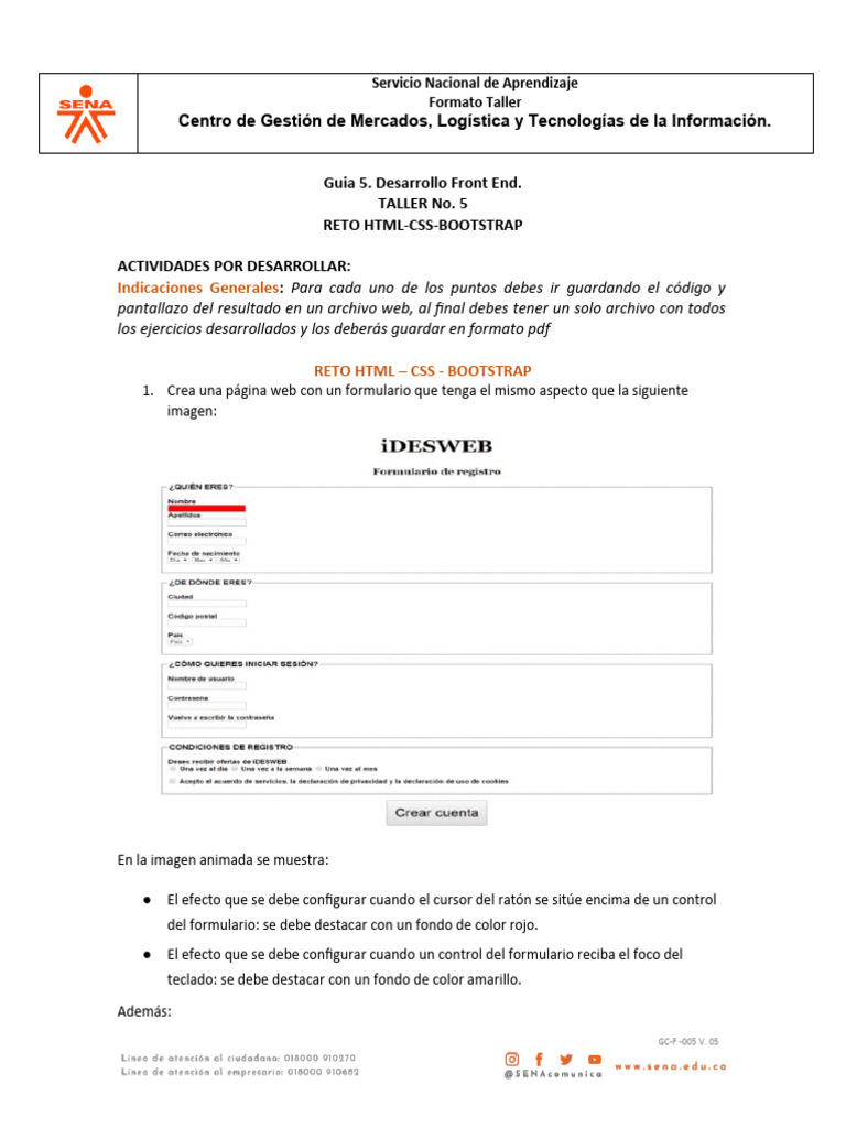 04 19 Taller Retos HTML CSS Bootstrap | PDF | Bootstrap (marco frontal) | HTML