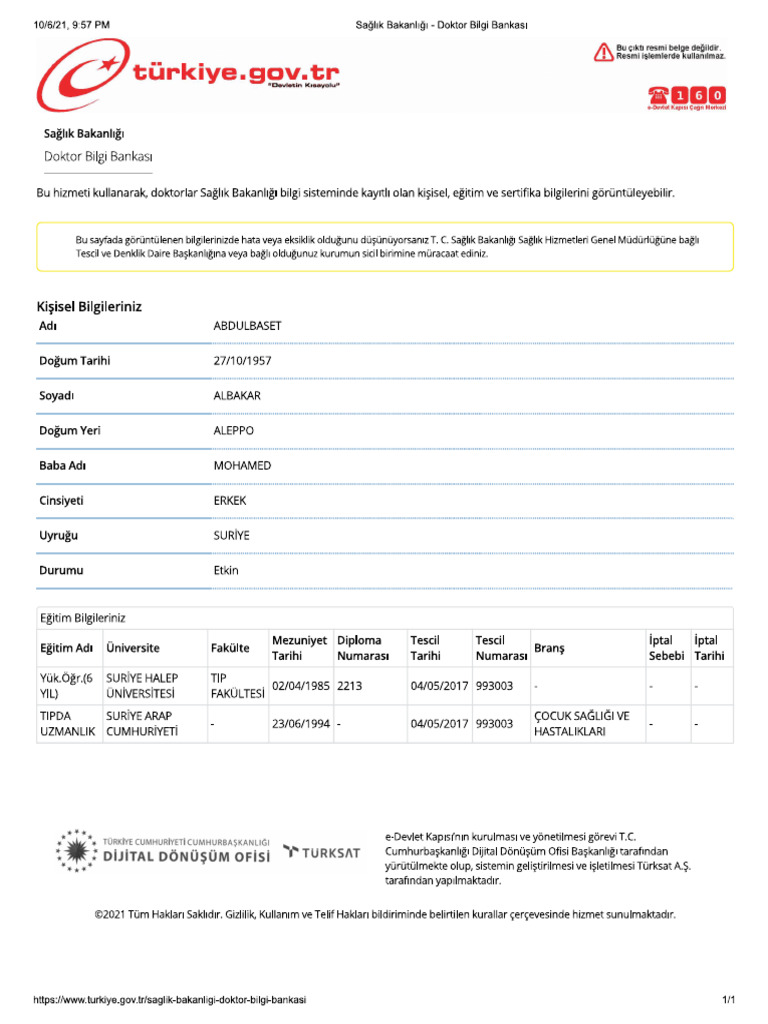 Doktor Bilgi Bankası e Devlet | PDF