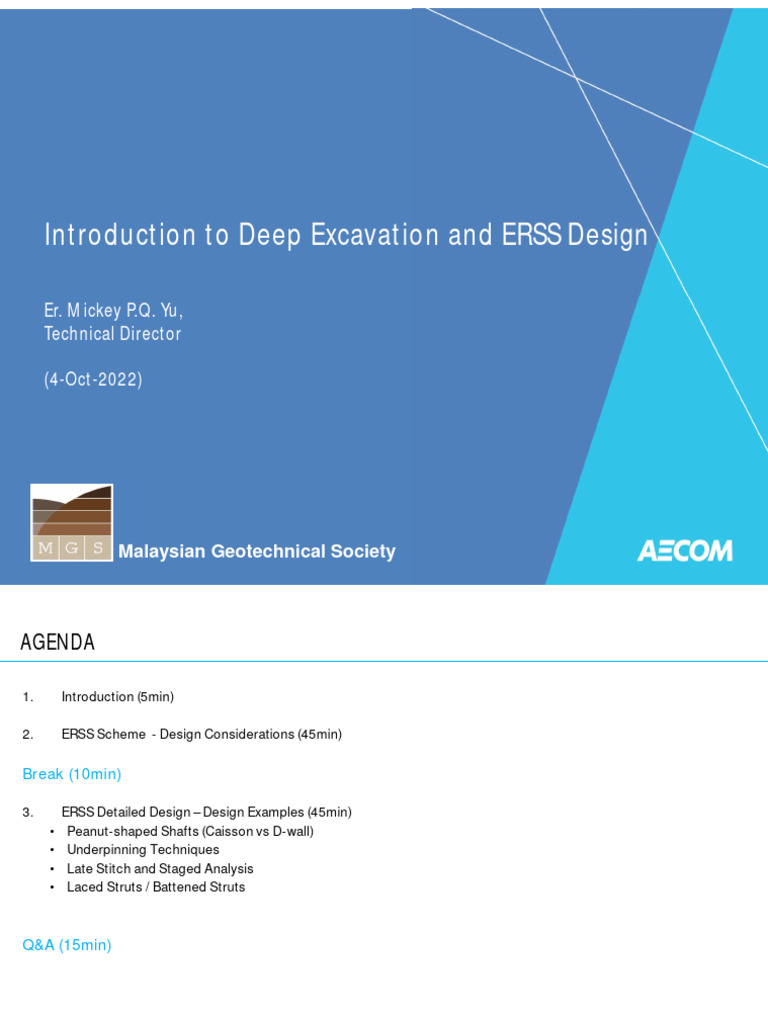Deep Excavation and ERSS Overview | PDF | Deep Foundation | Tunnel