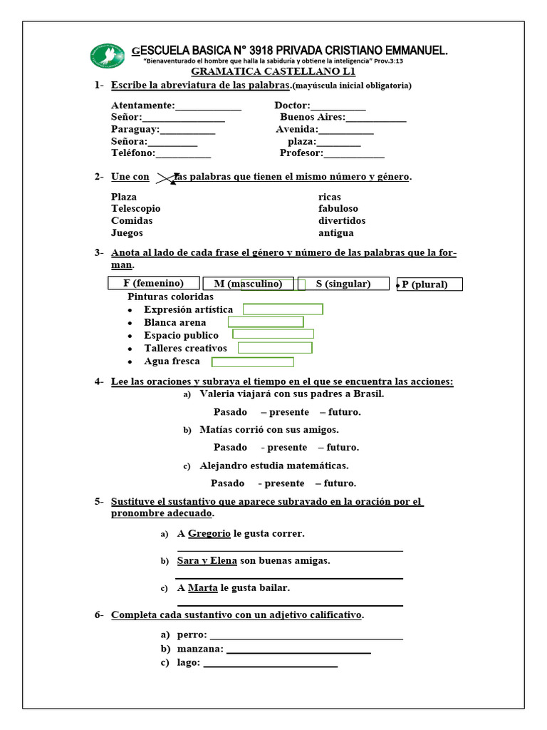 2° G REPASO EXA GRAMATICA CAST (1) | PDF | Lingüística | Gramática