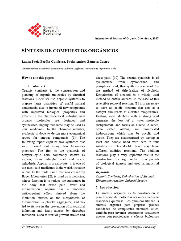 Sintesis Organica Aspirina 252c Ciclohex | PDF | Alkene | Organic Compounds