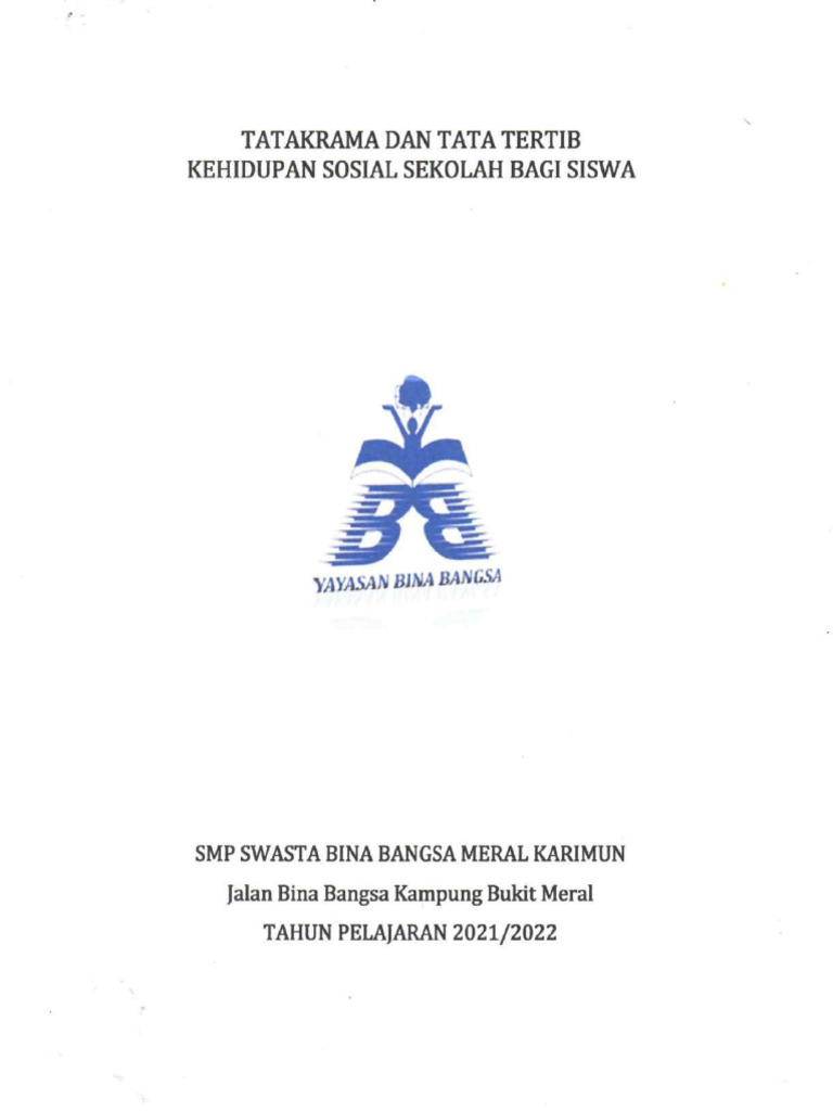 Tata Krama Dan Tata Tertib Kehidupan Sosial Sekolah Smps Bina Bangsa | PDF | Karier ...