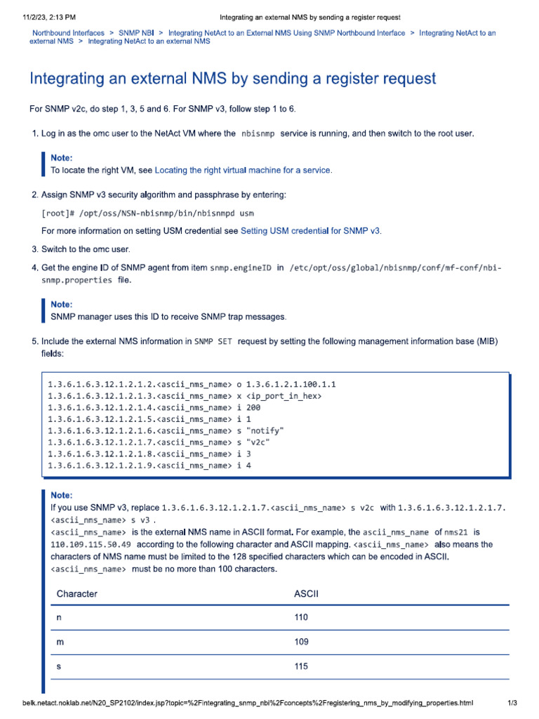 Integrating an External NMS by Sending a Register Request | PDF