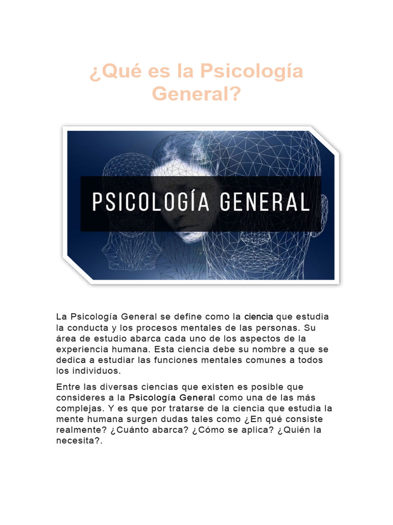 Qué Es La Psicología General | PDF