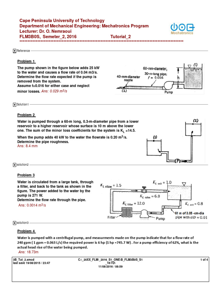 Mathcad - 3B - Tut - 2 - Pumps | PDF | Pump | Pressure