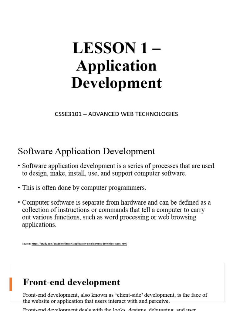 Lesson 1 - Application Development | PDF | World Wide Web | Internet & Web