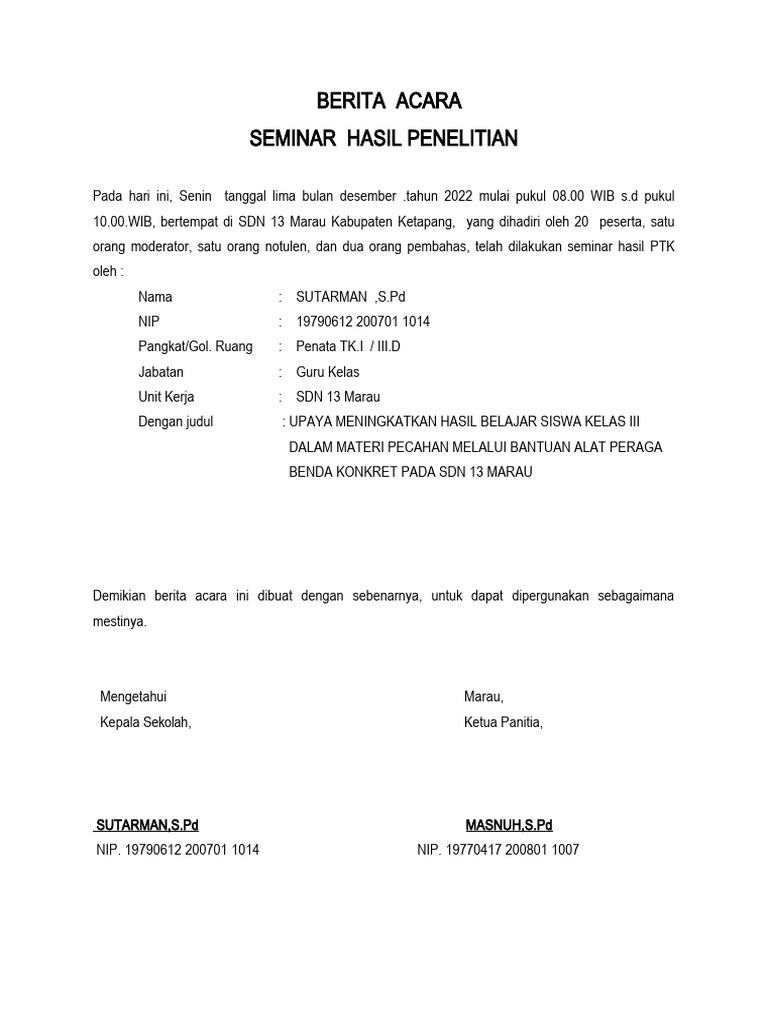 Berita Acara Daftar Hadir Dan Notulen Seminar | PDF Berita Acara Daftar Hadir Dan Notulen Seminar | PDF