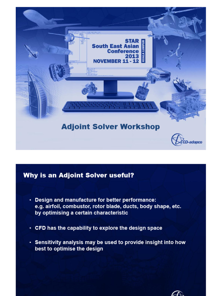 Best Practices Workshop (III) Adjoint Solver | PDF | Fluid Dynamics | Mathematical Optimization