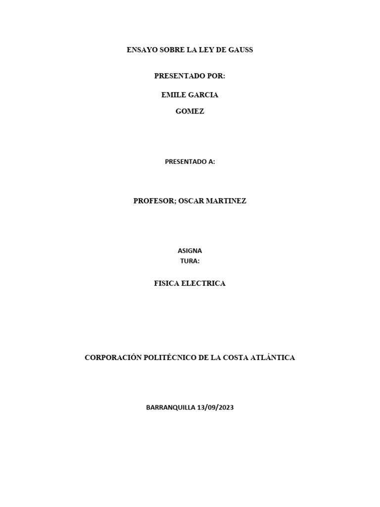 Ensayo Sobre La Ley de Gauss | PDF | Electromagnetismo | Campo magnético