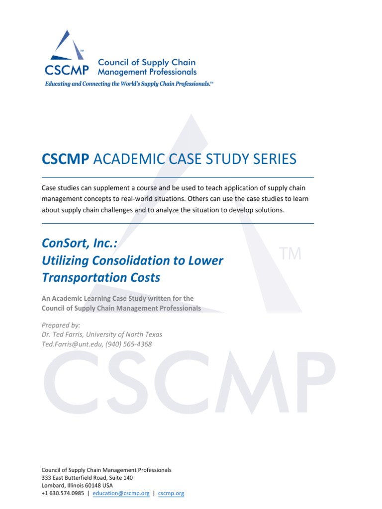 ConSort Case Study: Cost Reduction Strategies | PDF | Cargo | Freight ...