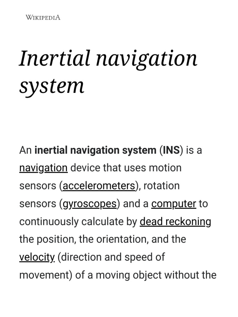 Inertial Navigation System | PDF | Inertial Navigation System | Guidance System
