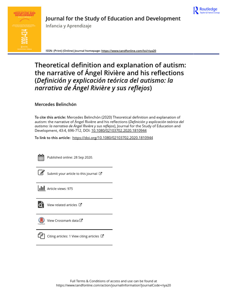 01-Theoretical Definition and Explanation of Autism - The Narrative of ...