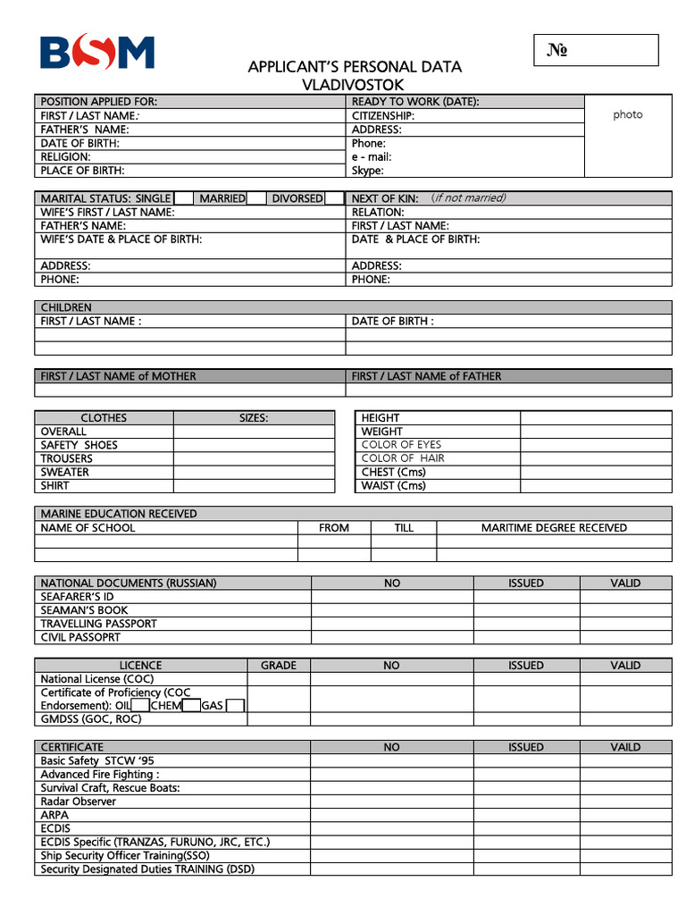 BSM Vladivostok CV Blank | PDF | Oil Tanker | Shipping