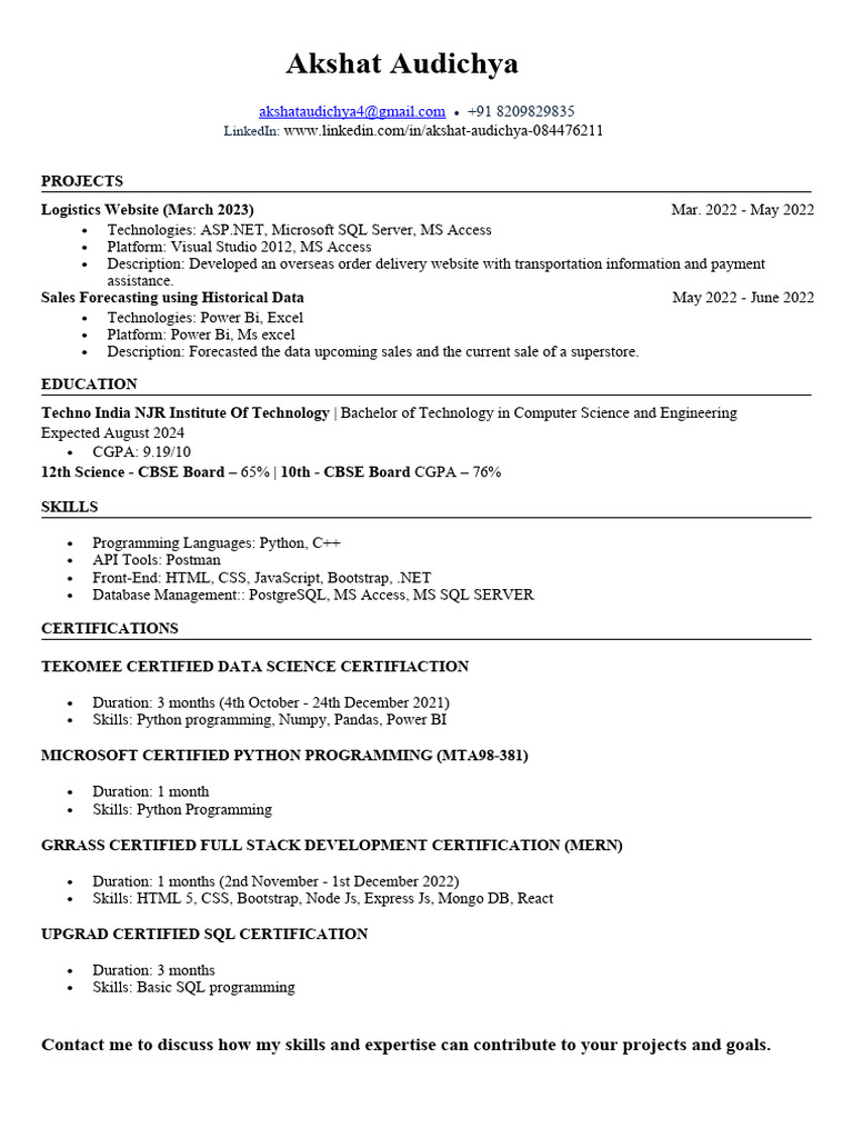 Akshat Resume | PDF