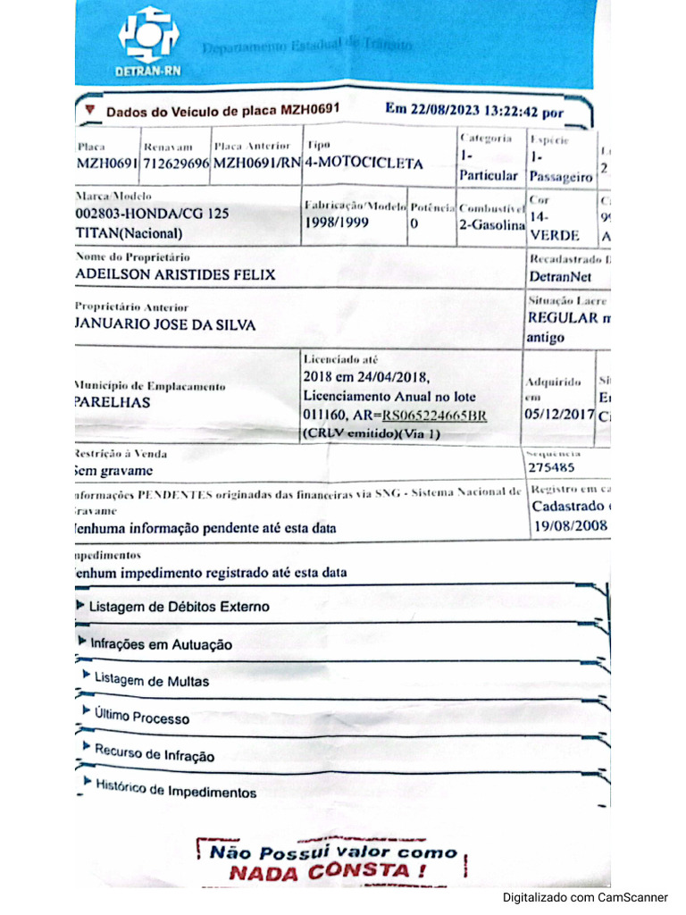 Documento Da Moto | PDF