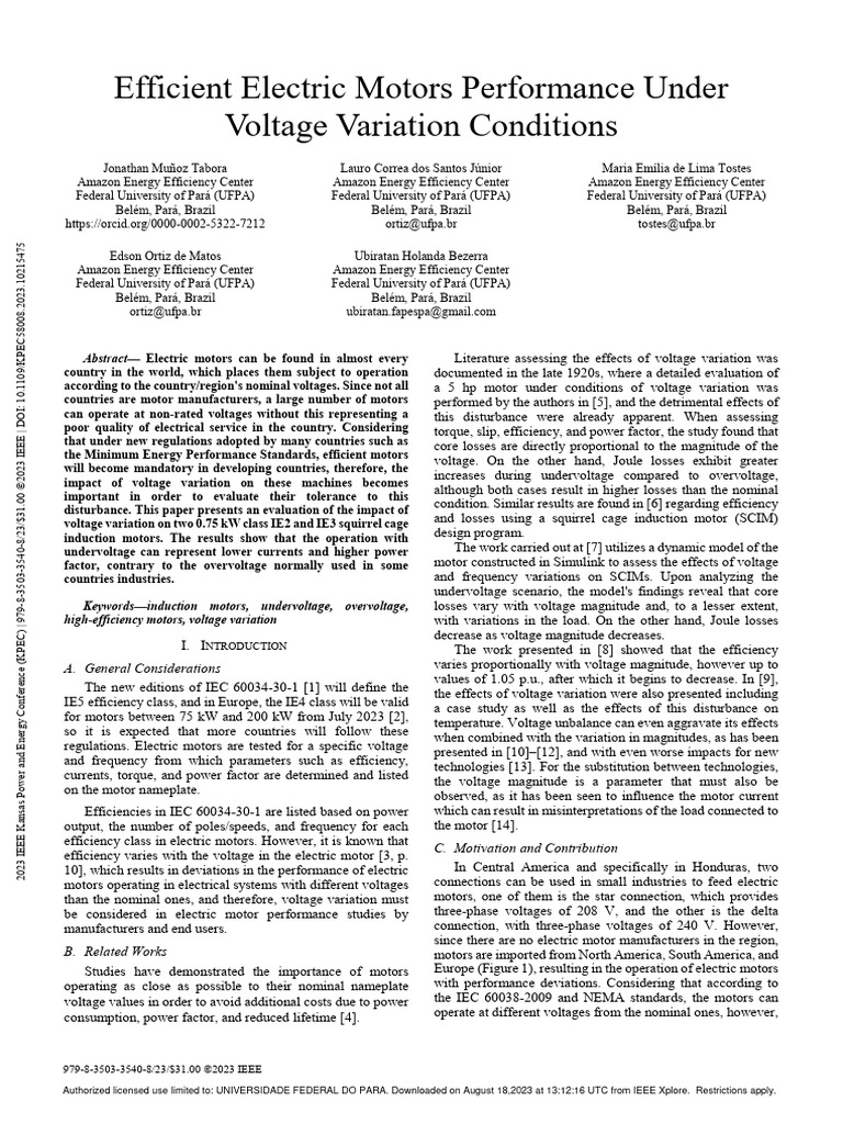 IEEE - Final Paper | PDF | Electric Motor | Transformer