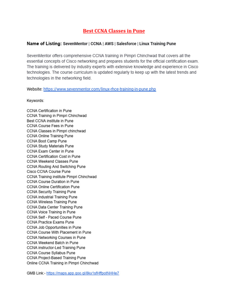 Best CCNA Classes in Pune | PDF | Cisco Certifications | Professional ...