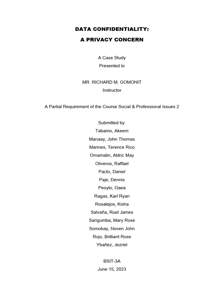 Confidentiality Case Study | PDF | Privacy | Confidentiality