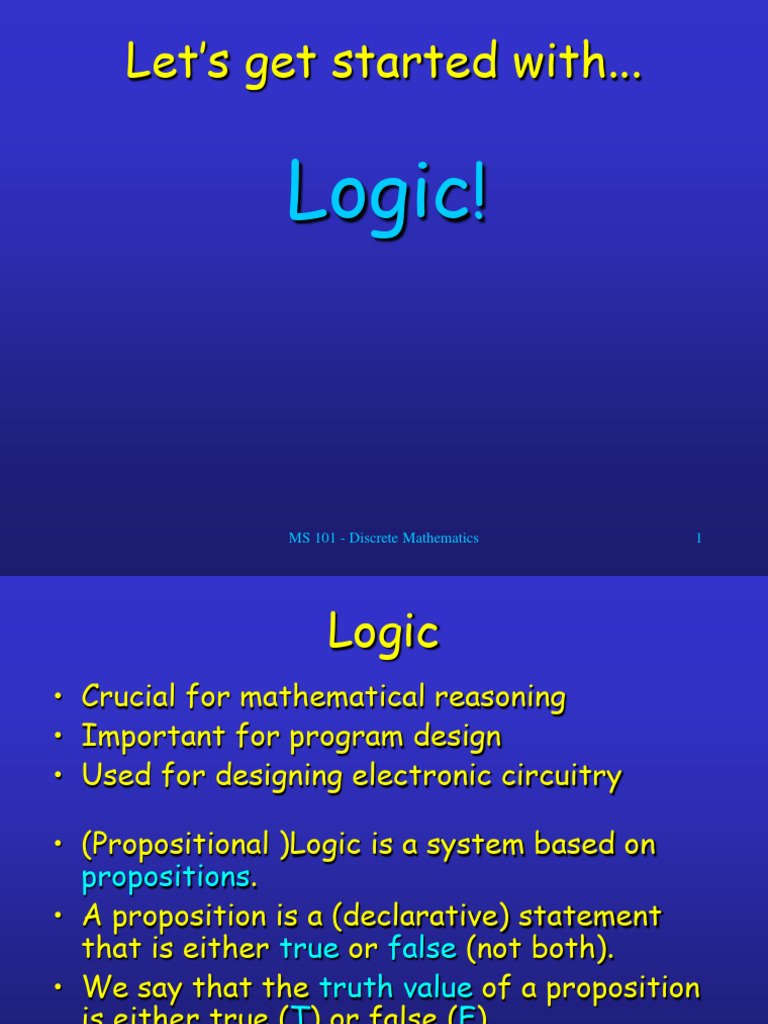 Discrete Logic | PDF | Proposition | Logic