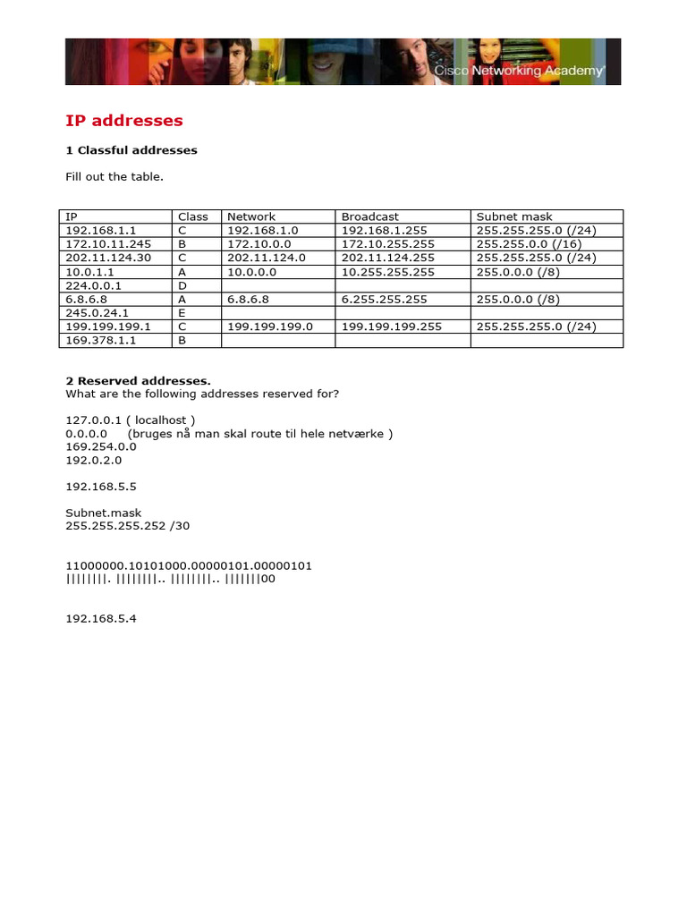 17 Exercise Classfull Ip Addresses Pdf