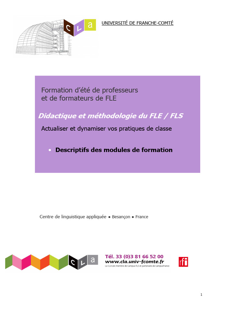 Formation d'été FLE : Méthodes et Pratiques | PDF | Pédagogie ...
