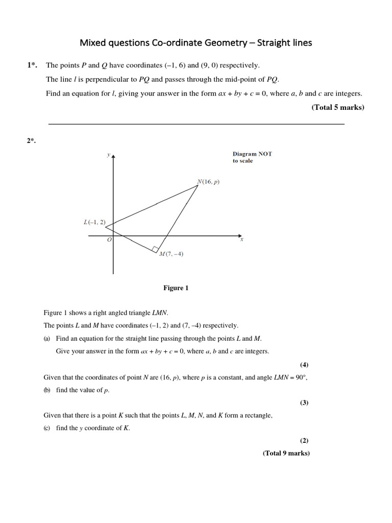 Coordinate Geometry: Straight Lines | PDF